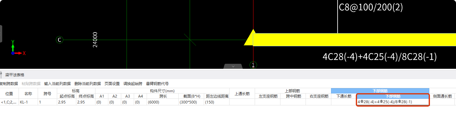 为什么梁下部钢筋4c28+(-4)+4c25(-4)/8c28(-1)输入不了-服务新干线答疑解惑