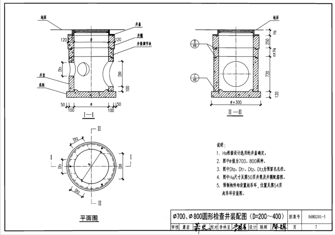 图集06MS201-5页7的φ700检查井中，井筒的Hd是怎么定呢？-服务新干线答疑解惑