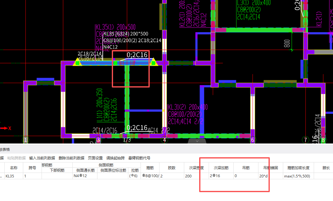 黄框位置的次梁加筋可以理解成6根吧，不是2c16，软件定义的是错误的吧？-服务新干线答疑解惑